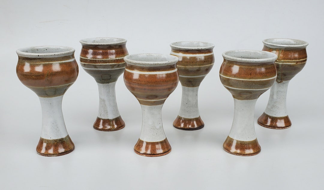 John Fassbinder Northwest Studio Pottery Goblet Collection Six Piece ...