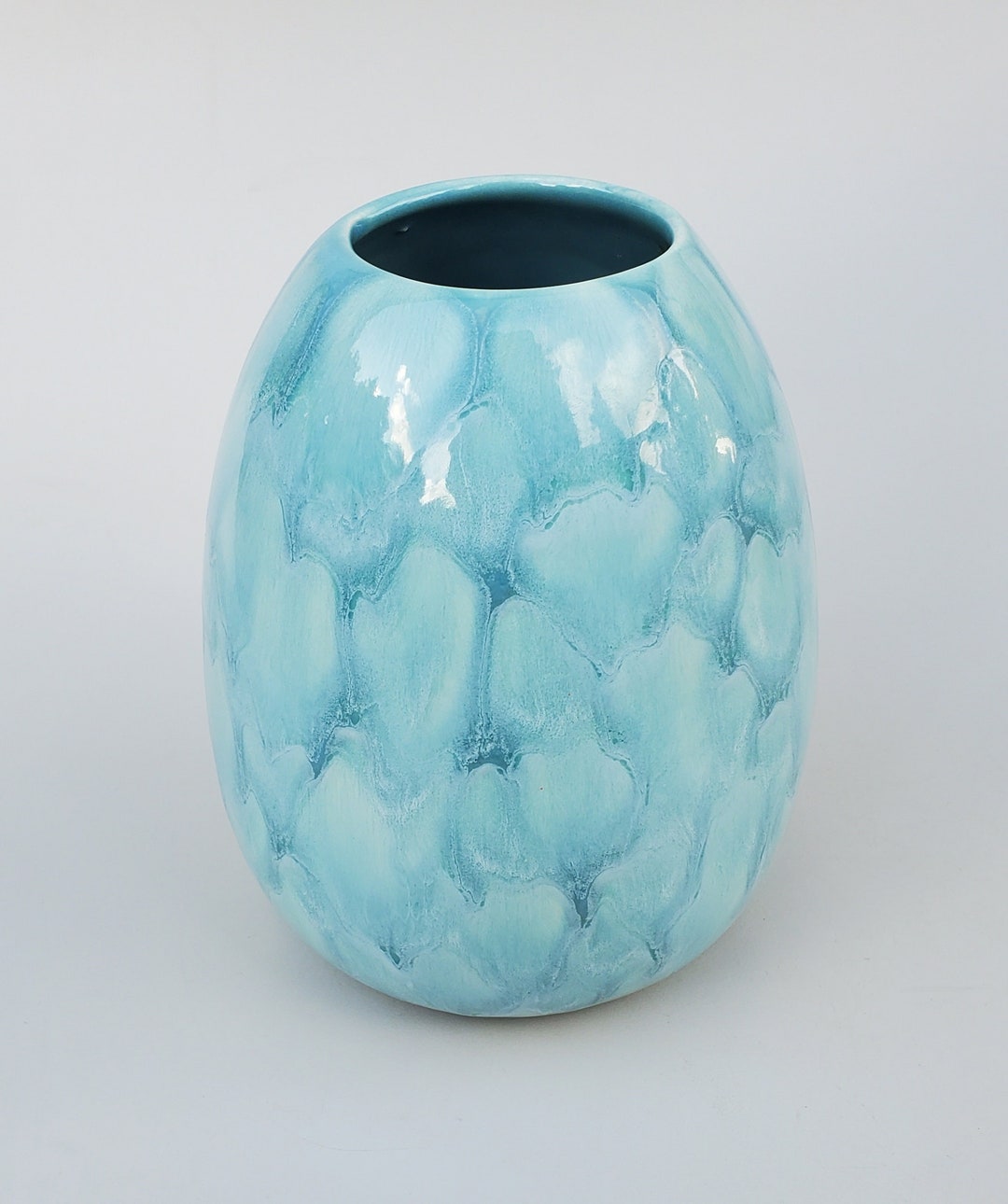 Royal Hickman Art Pottery Vase - Blue Agate Drip Glaze Vase - Big ORB ...