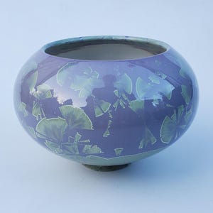 Tim Marcotte Crystalline Studio Pottery Vase - Pale Purple With Green ...