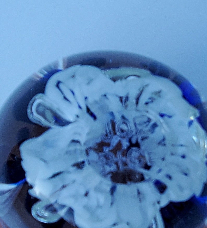 Joe Rice House of Glass Art Glass Paperweight Blue Floral - Etsy