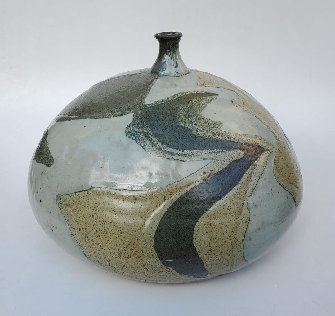 Joel Cottet Oregon Studio Pottery HUGE Mid Century Style Hand Decorated ...