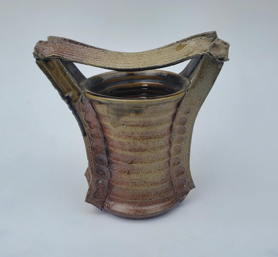Studio Pottery Double Handled Vase - Wood Fired Glaze - Signed ...