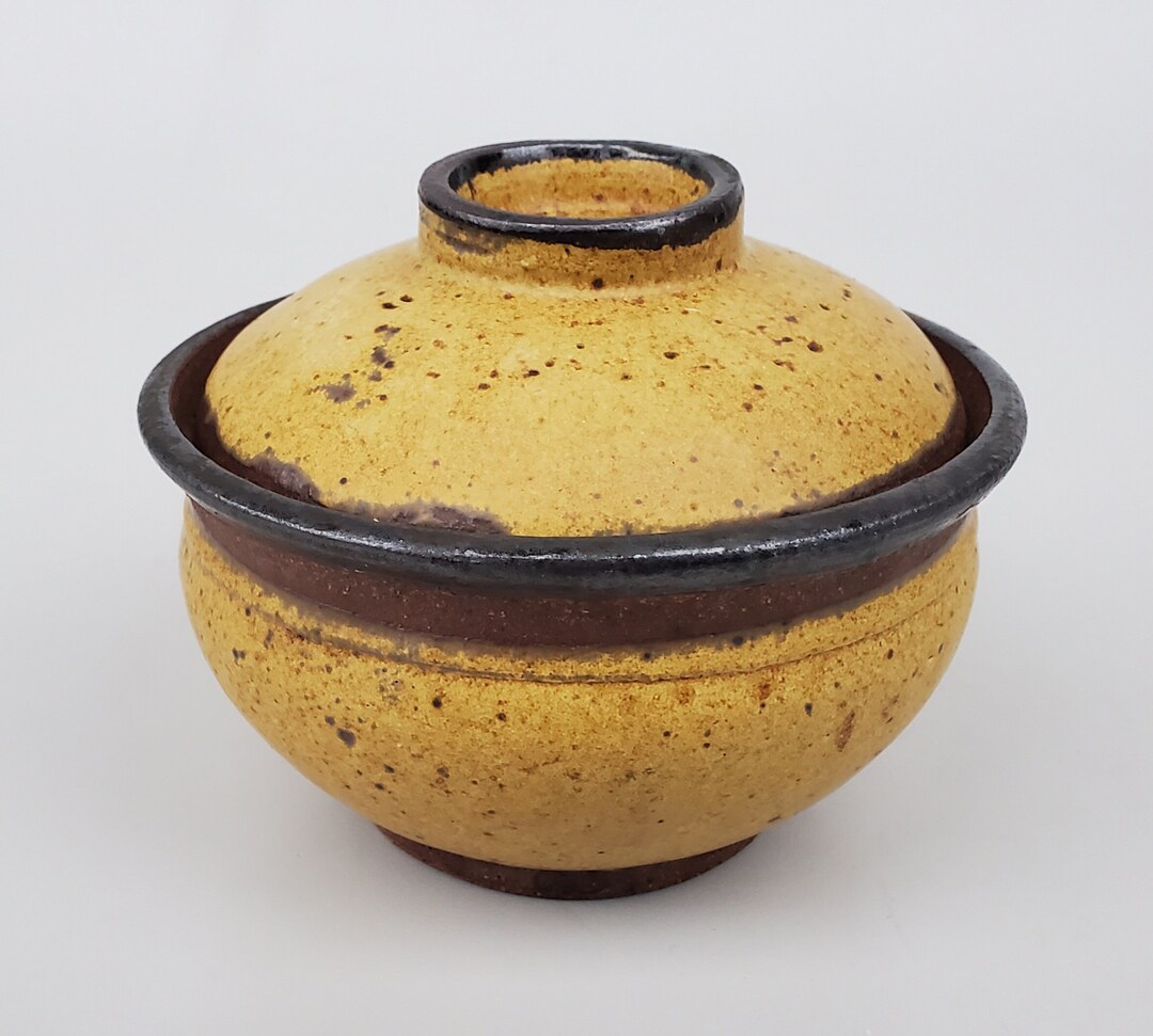 William Creitz Oregon NW Studio Pottery Covered Stoneware Bowl - Gold ...