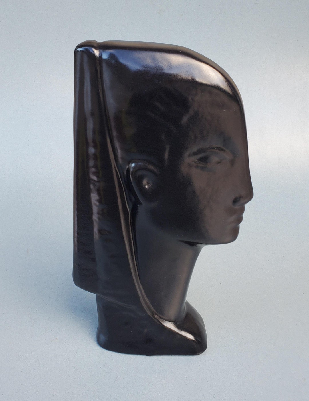 Harris Potteries Art Deco Lady Bust Sculpture - Black Satin Glaze ...