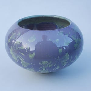 Tim Marcotte Crystalline Studio Pottery Vase - Pale Purple With Green ...