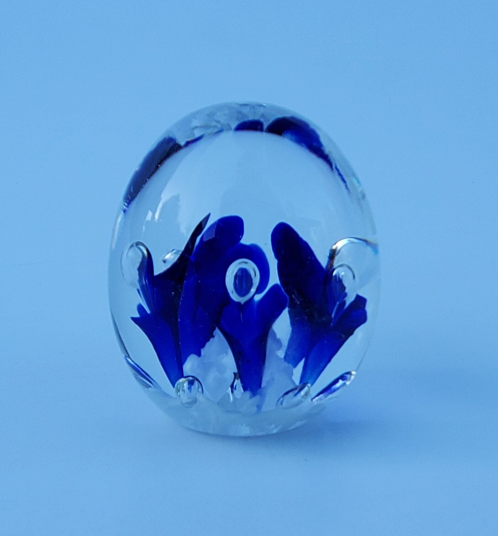 Joe Rice House of Glass Art Glass Paperweight Blue Floral - Etsy