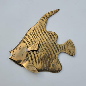 Brass Angel Fish Wall Art Sculpture Trio - Nautical Design - Mid ...