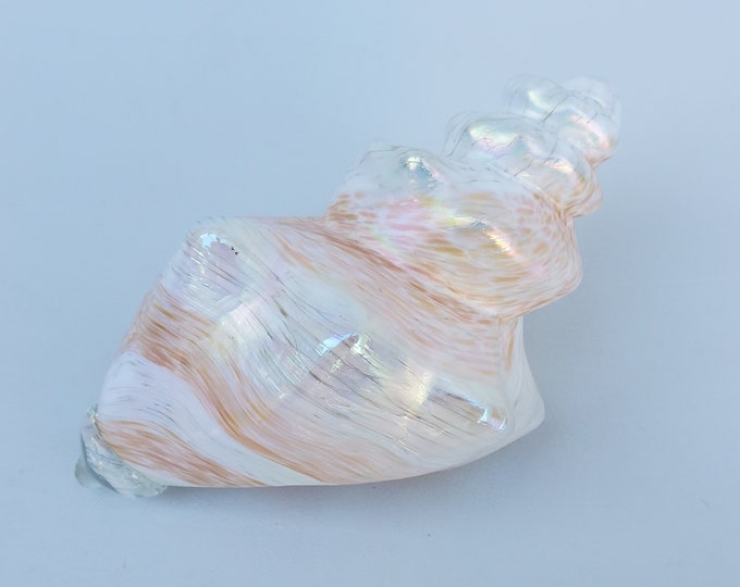 Glass Eye Studios Seattle Art Glass Conch Shell - White and Gold ...