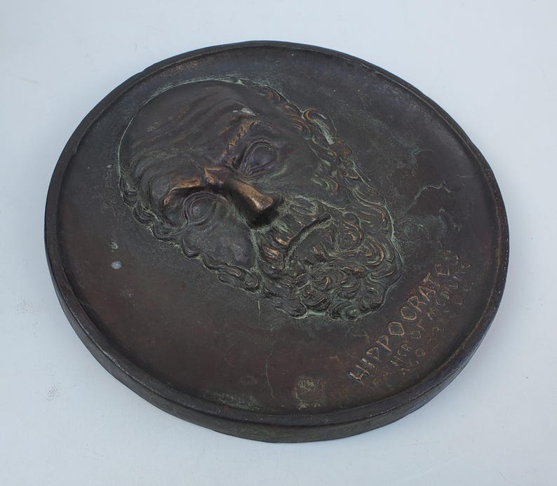 Vintage Hippocrates Father of Medicine Metal Relief Portrait Wall ...