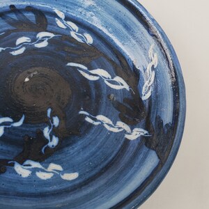 Dorchester Pottery Hand Decorated Stoneware Blue Bowl - White Floral ...