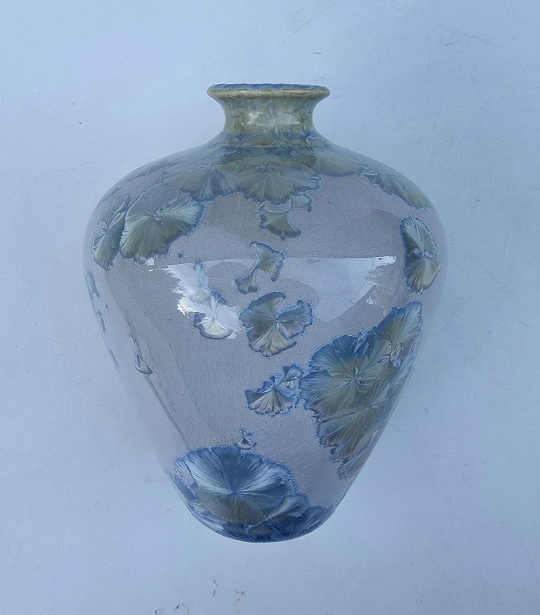 Jon Price Crystalline Pottery Vase - Blue and Gold Crystalline Glaze ...