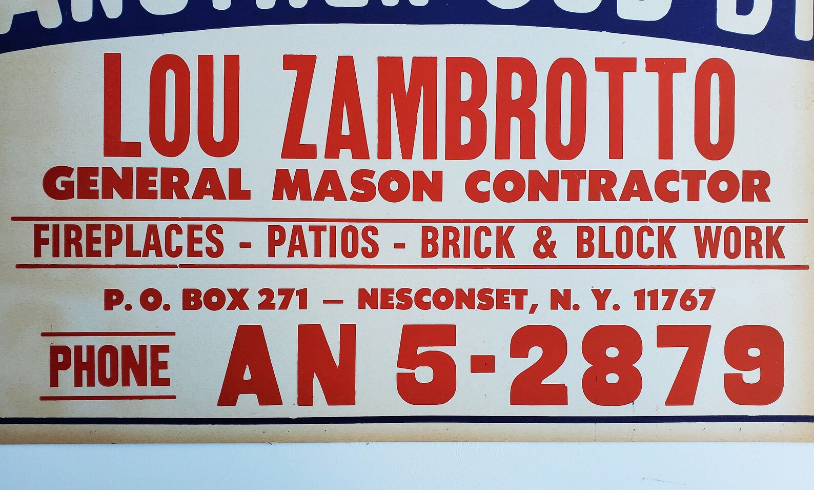 New York Masonry Contractor Advertising Sign Lou Zambrotto | Etsy