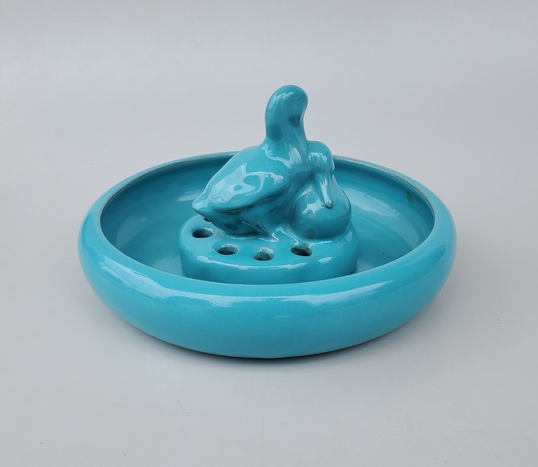 California Faience Art Pottery Bowl With Matching Pair of Ducks Flower ...