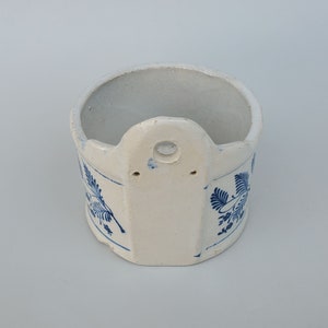 Antique German Stoneware Salt Cellar - Blue Floral Decoration - Wall ...