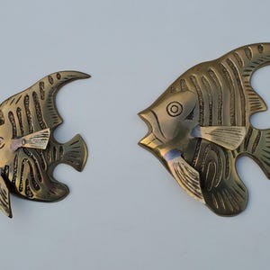 Brass Angel Fish Wall Art Sculpture Trio - Nautical Design - Mid ...