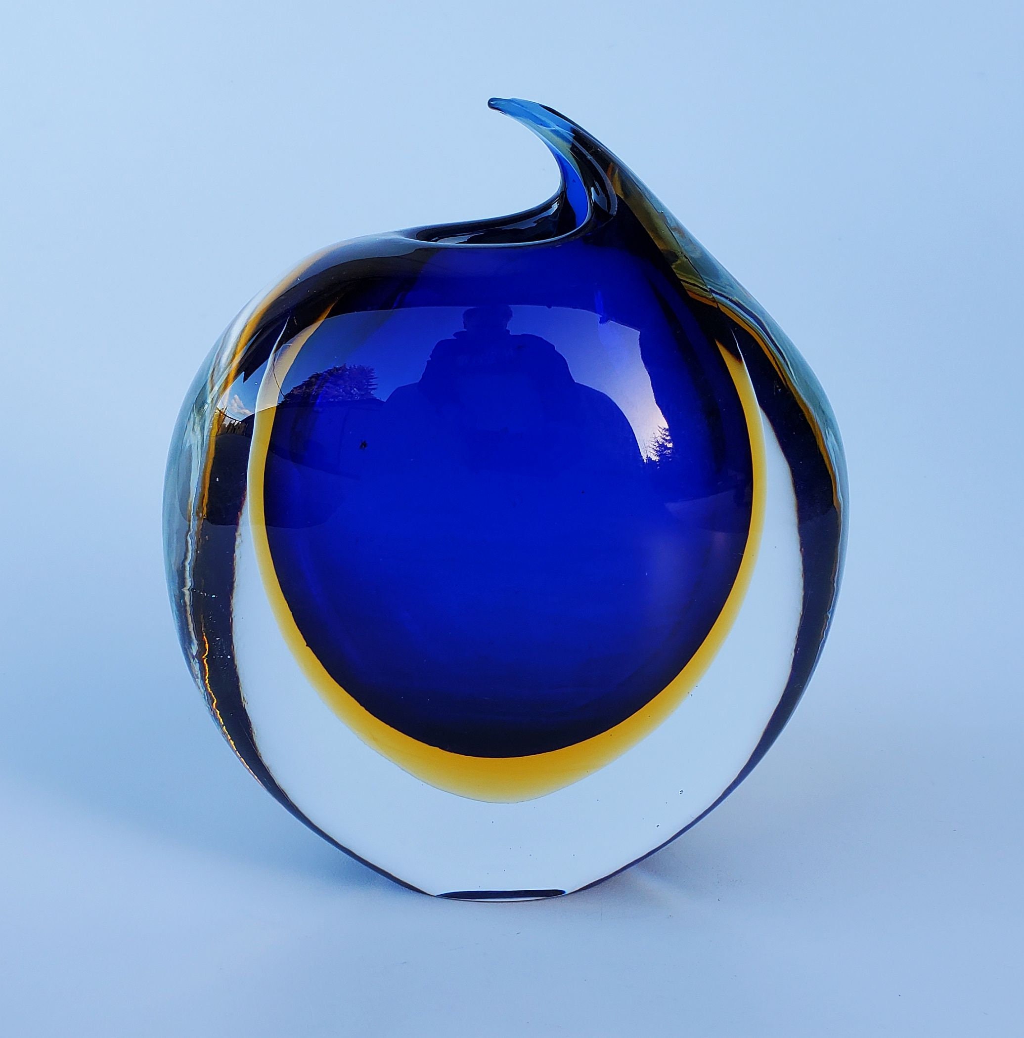 Murano Art Glass Vase - Sommerso Italian Tripled Cased Art Glass Vase ...