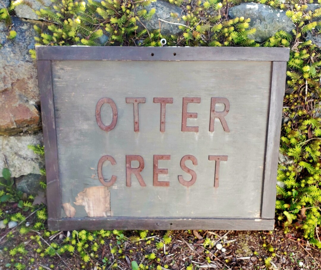 Antique Oregon Coast Highway Otter Crest Overlook Roadside Wooden Sign ...