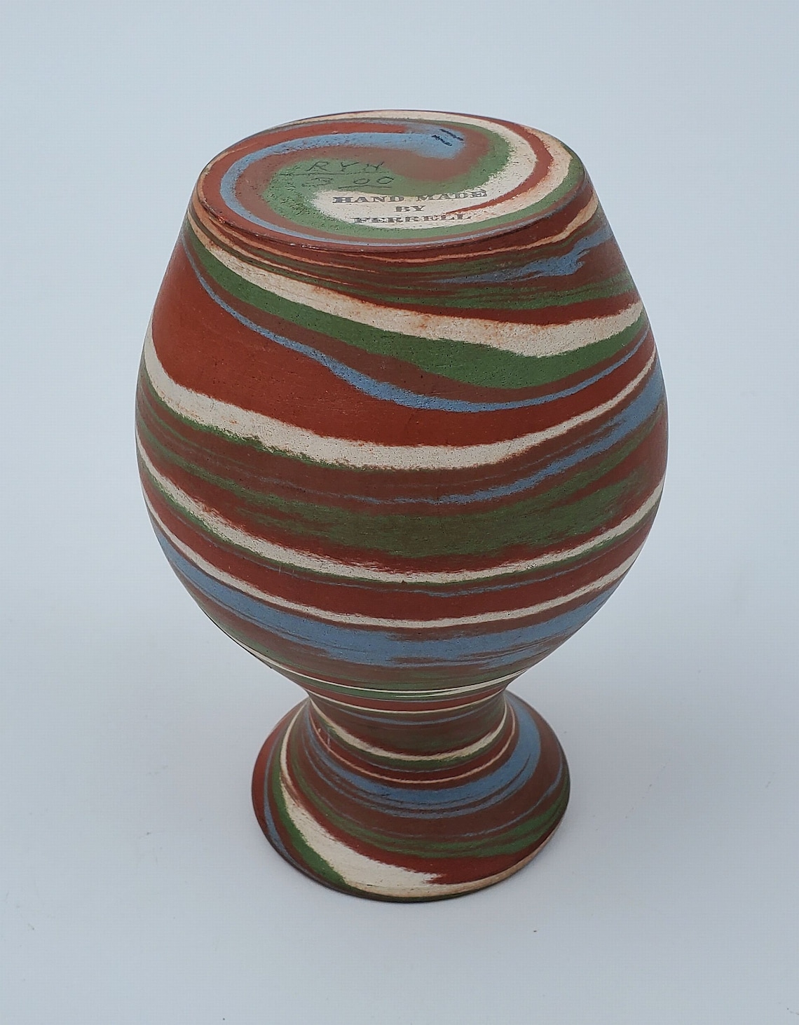 Desert Sand Pottery Ferrell Evans Signed Swirl Pottery Vase | Etsy