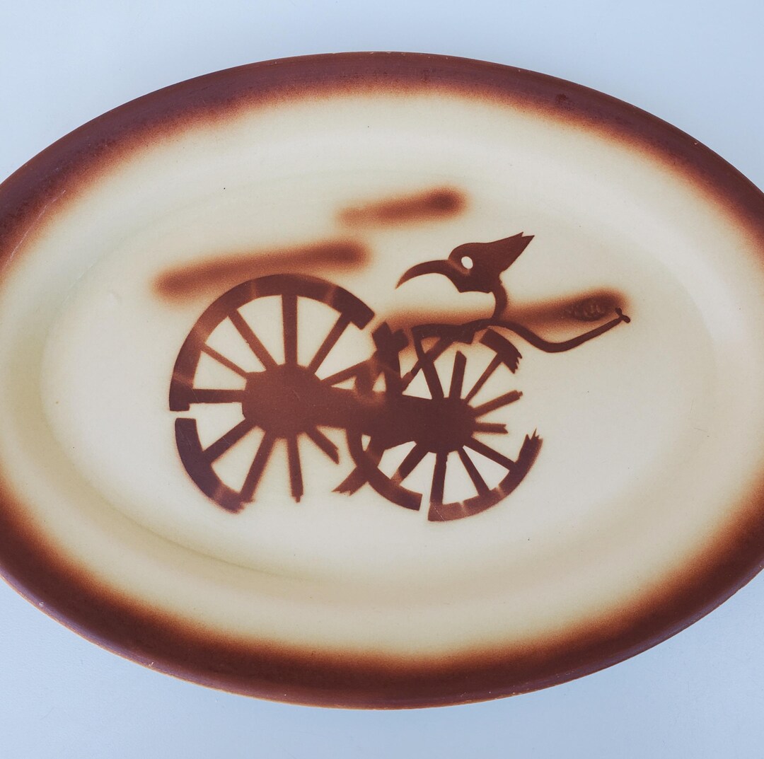 Tepco China Oval Serving Dinner Plate Broken Old West Wagon With Cow ...