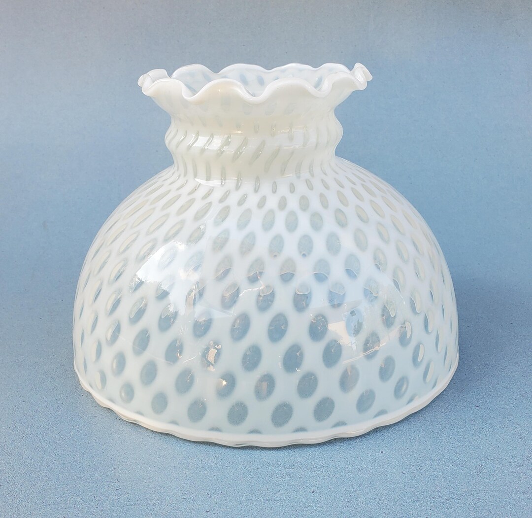 Fenton Opalescent Coin Dot Optic Glass Lamp Shape - Ruffled Top Rim ...