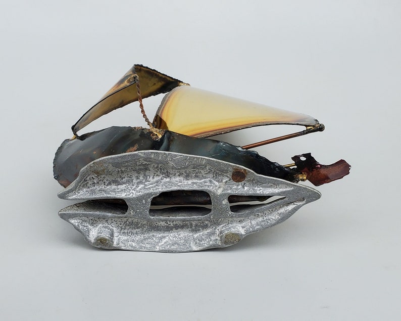 Mid Century Era Metal Sail Boat Sculpture - Torch Cut - Big Wind Sails ...