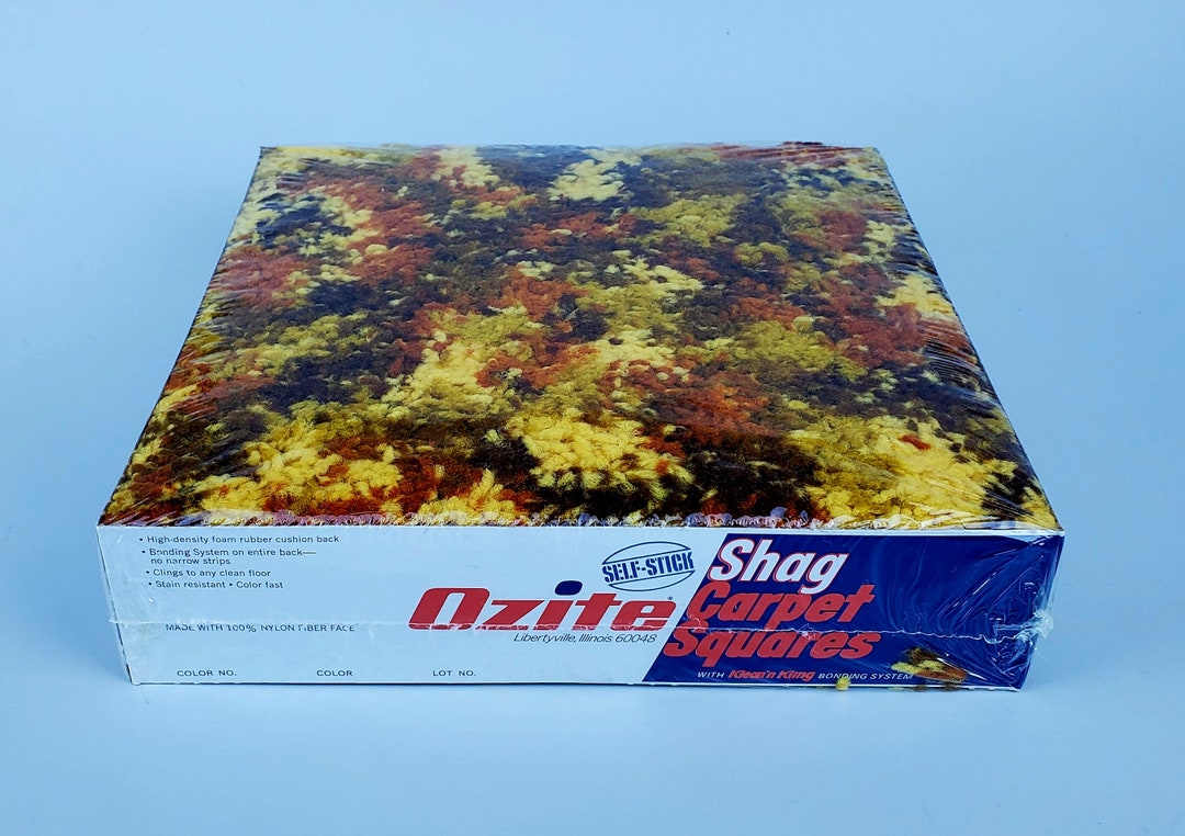 Vintage Ozite Shag Carpet Squares - Fancy Step Golden Glow Pattern ...