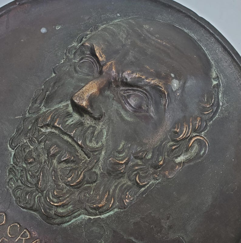 Vintage Hippocrates Father of Medicine Metal Relief Portrait Wall ...