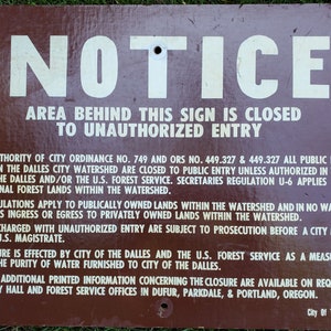 Vintage Dalles Oregon Wooden US Forest Service Sign - Dalles Water Shed ...