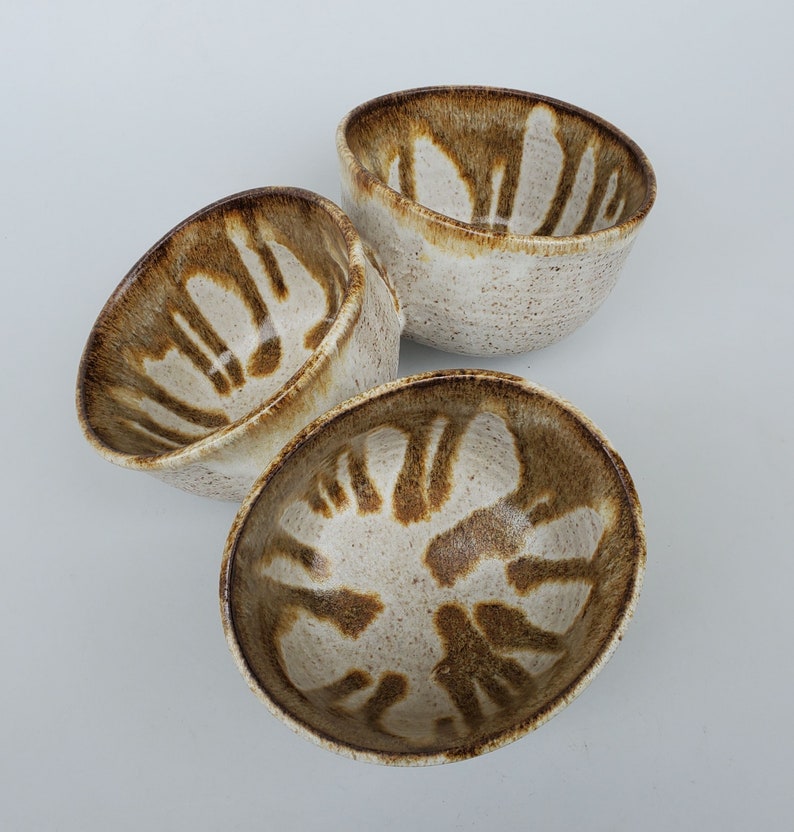 Mid Century Style Studio Pottery Triple Conjoined Condiment Bowl ...
