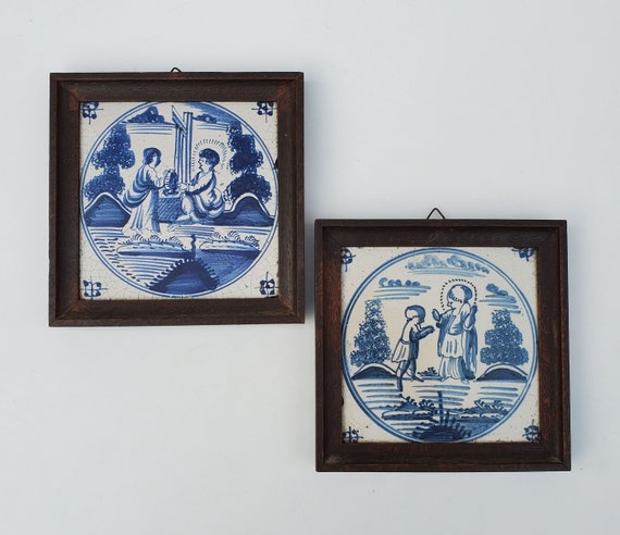 Framed Antique Tiles Antika An Antique Tile In A Limed Beech Tray
