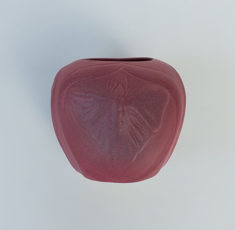 Van Briggle Art Pottery Luna Moth Vase - Persian Rose Glaze - Nice ...