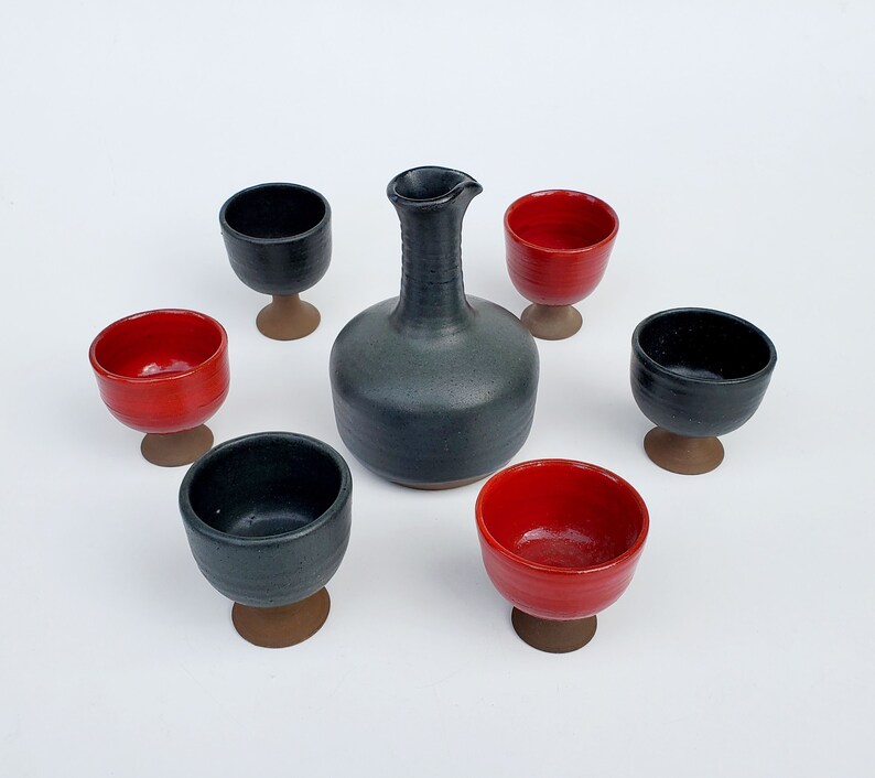 Ben Bieri Northwest Studio Pottery Carafe and 6 Goblet Cup Set - Etsy
