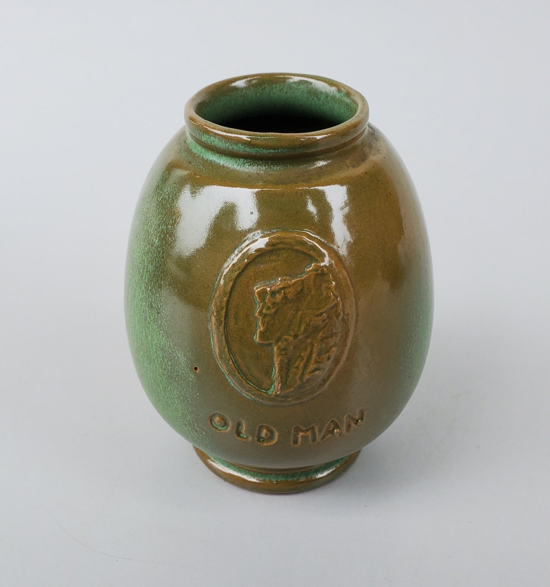 Frankoma Old Man of the Mountain Novelty Pottery Vase White Mountains ...