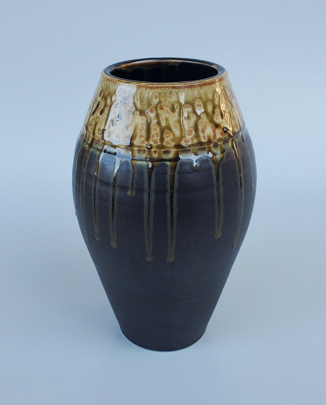 Paddy Mcneely Northwest Studio Alkaline Drip Glaze Over Black Matt ...