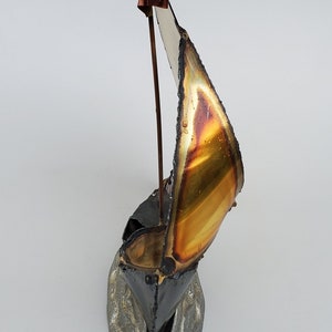 Mid Century Era Metal Sail Boat Sculpture - Torch Cut - Big Wind Sails ...