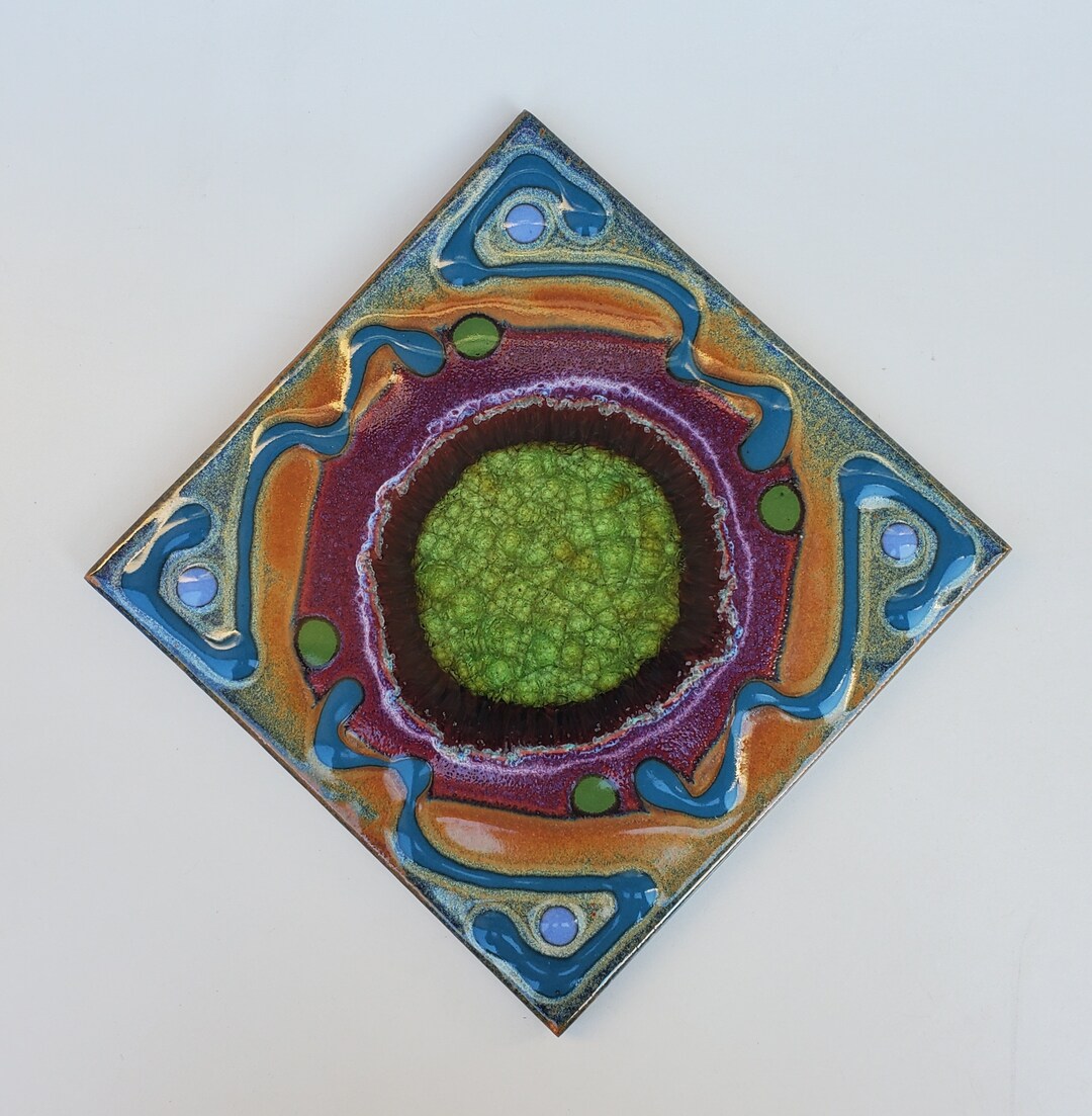 Matthew Patton Decorated Studio Pottery Tile Trivet - Abstract MCM ...