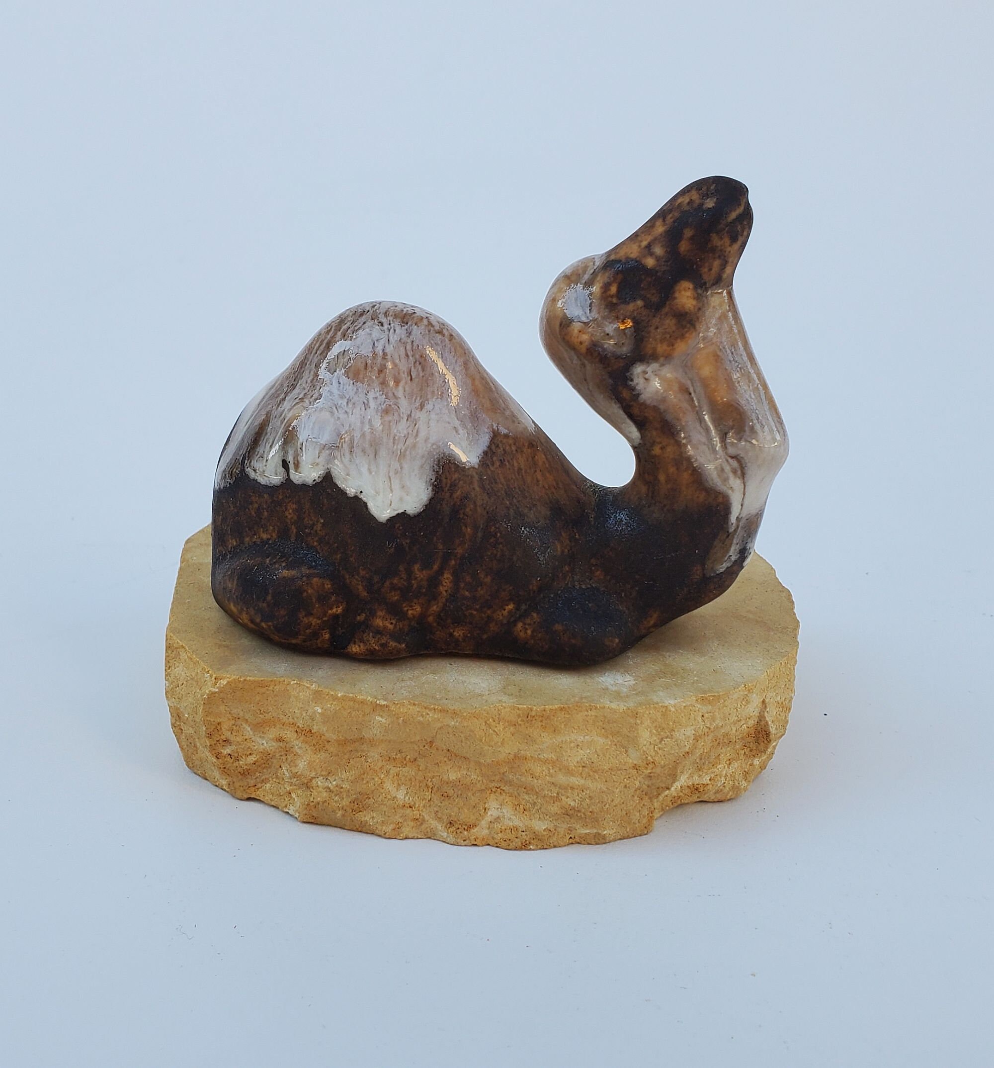 Maigon Daga Signed Studio Pottery Ceramic Camel - Brown Frothy Glaze ...