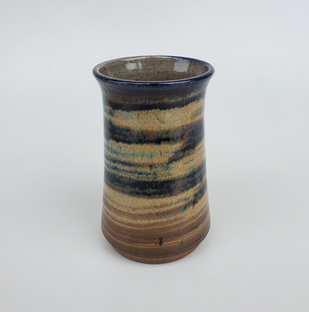 Jeff Tollefson Northwest Studio Pottery Vase - Natural Tone Swirl Glaze ...