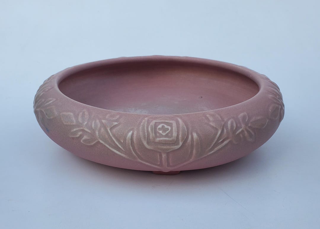 Rookwood Art Pottery Footed Bowl - Stylized Rose Floral Design - Dated ...