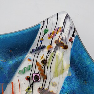 Kurt Mcvay Northwest Art Glass Blue Iridescent Fused Dichronic Confetti ...