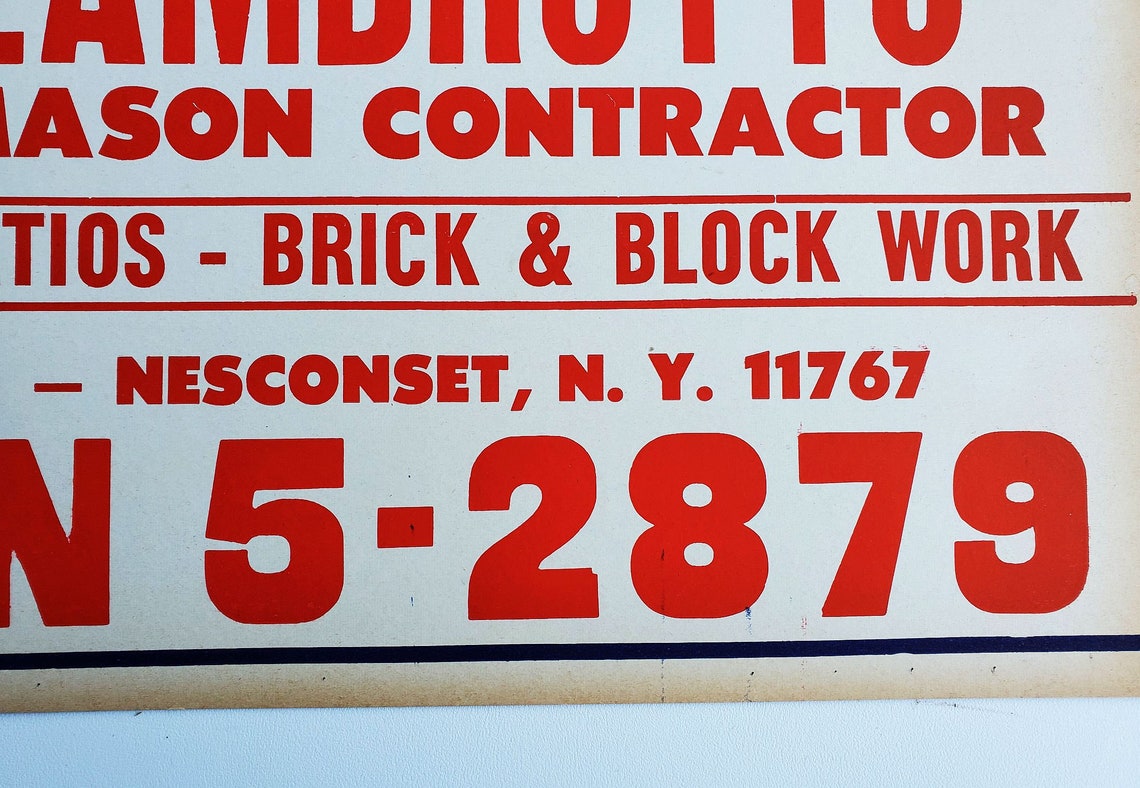 New York Masonry Contractor Advertising Sign Lou Zambrotto | Etsy