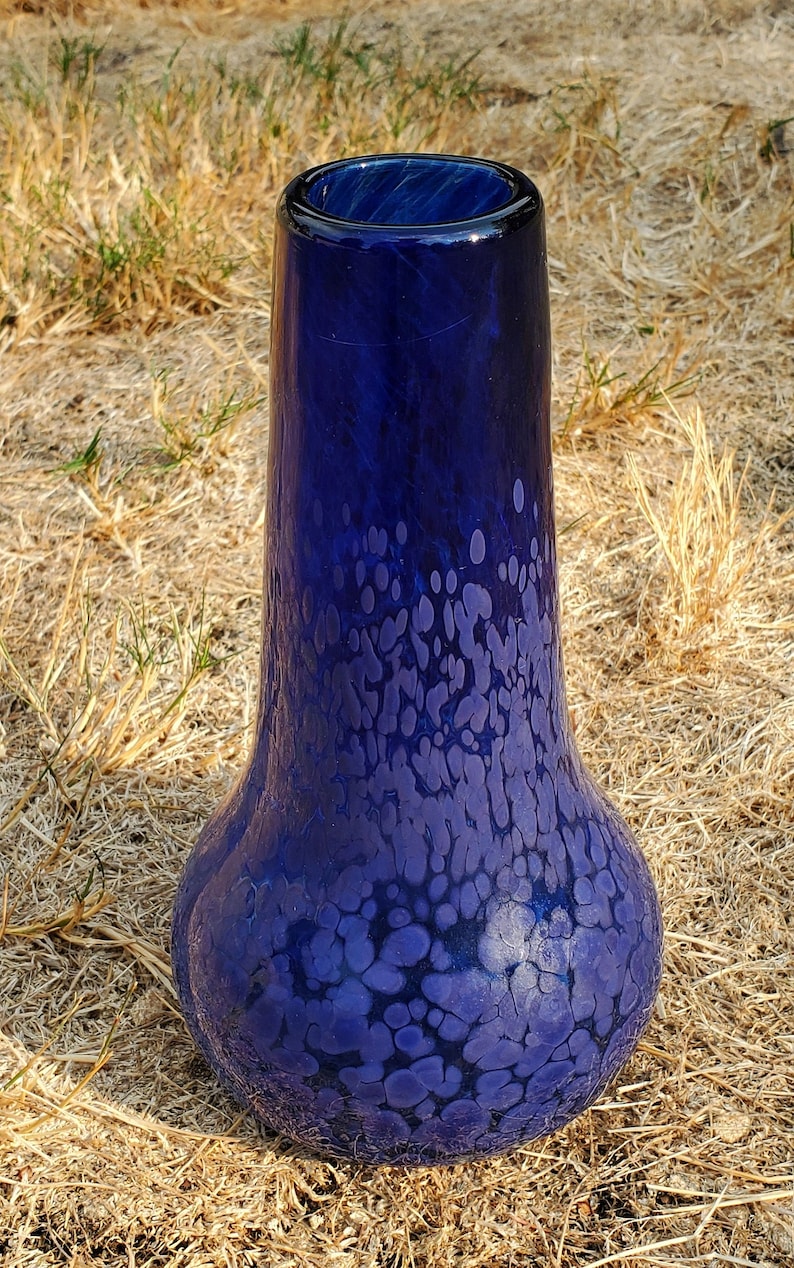 Mike Marentic Studio Art Glass Vase Blue Oil Spot Vase Art - Etsy
