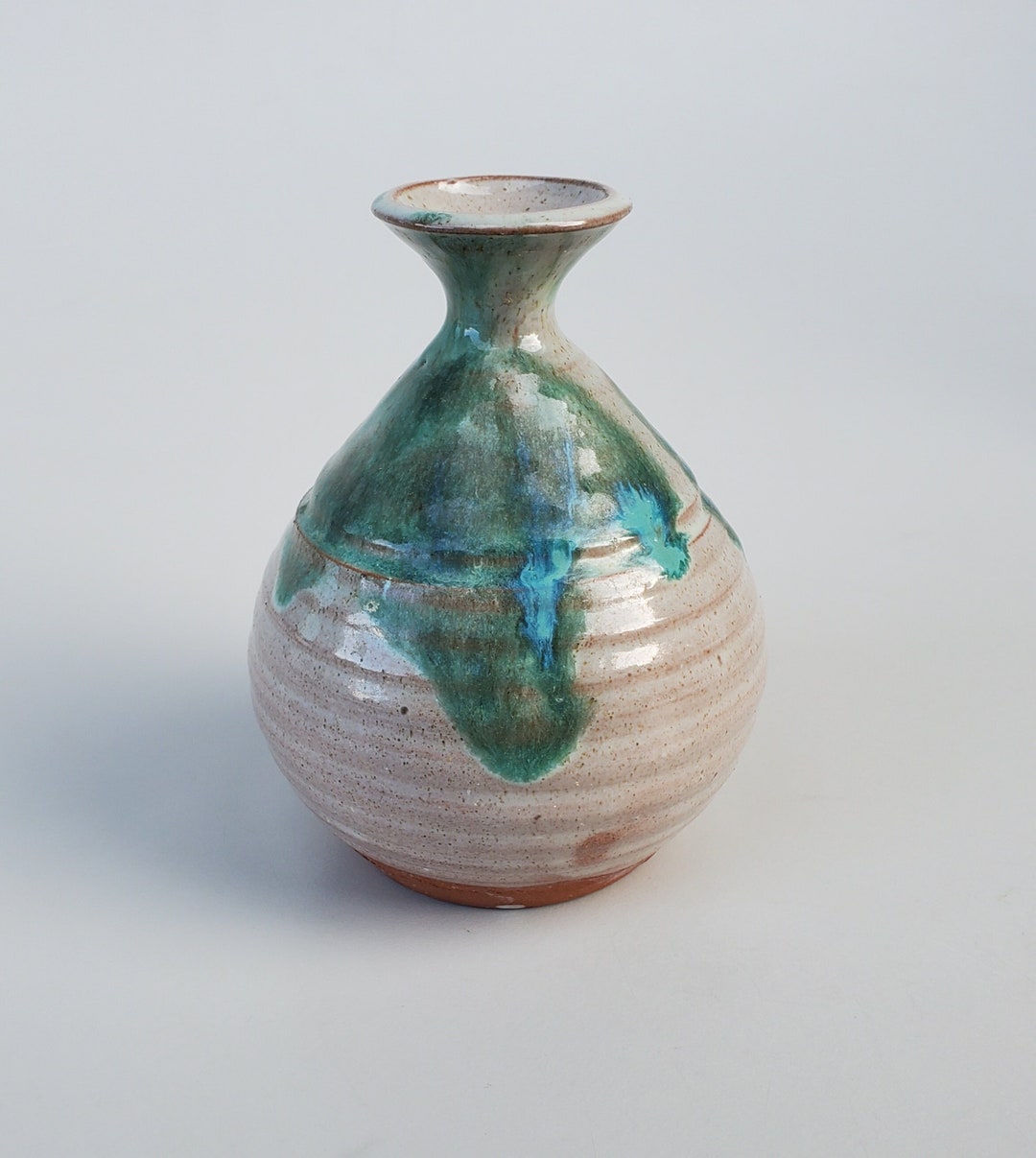 Wayne Taylor Canadian Studio Pottery Vase - Green Drip Glaze Over White ...