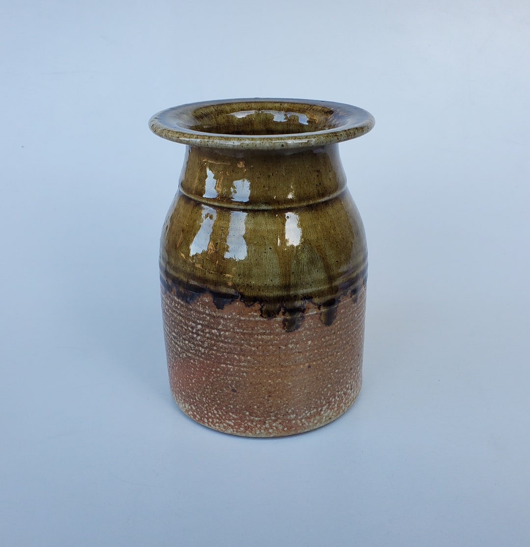 Greg Geismann Studio Pottery Vase - Salt Glaze With Glossy Drip Glaze ...
