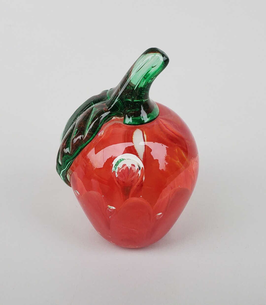 St. Clair Glass Works Red Paperweight - Controlled Bubble Design ...