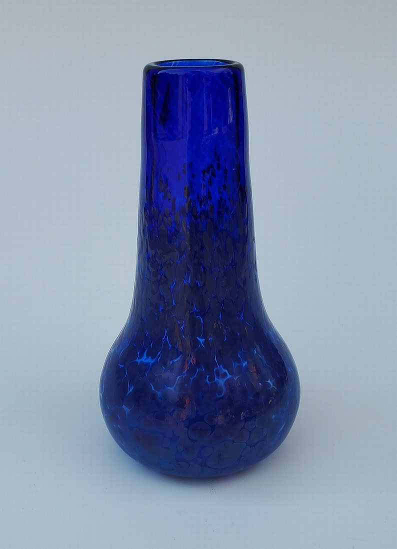 Mike Marentic Studio Art Glass Vase Blue Oil Spot Vase Art | Etsy