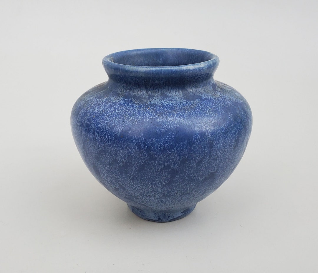 Camark Art Pottery Vase - Frothy Blue Drip Glaze - Arkansas Pottery ...