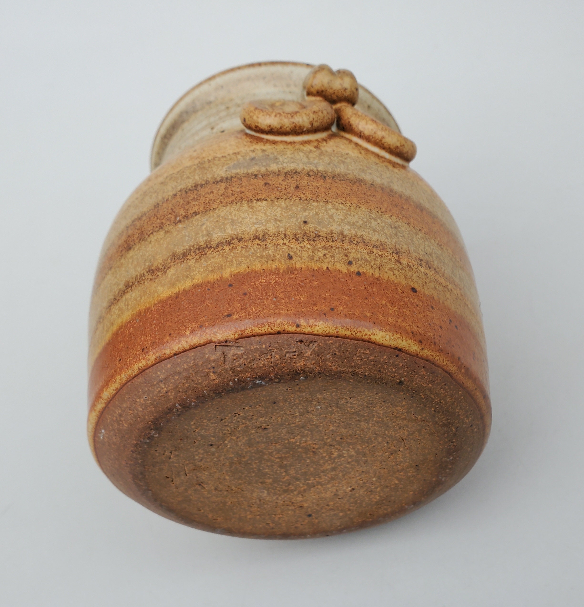 Jeff and Donna Tousley Studio Pottery Vase - Tapered Design With Curled ...