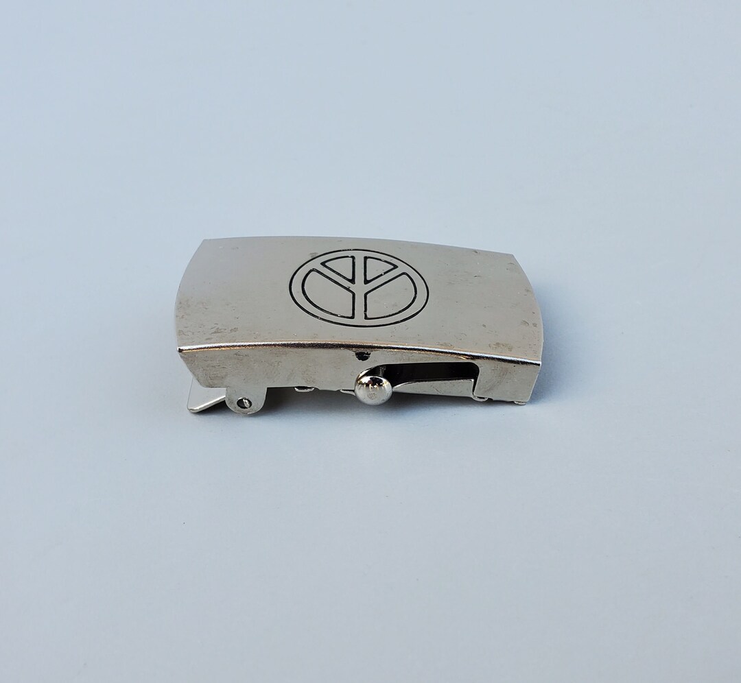 Peace Sign Belt Buckle - Silver Finish - Retro Belt Buckle - Hippie ...