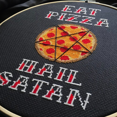 Death Metal Gothic Cross Stitch Pattern Hail Satan Black | Etsy